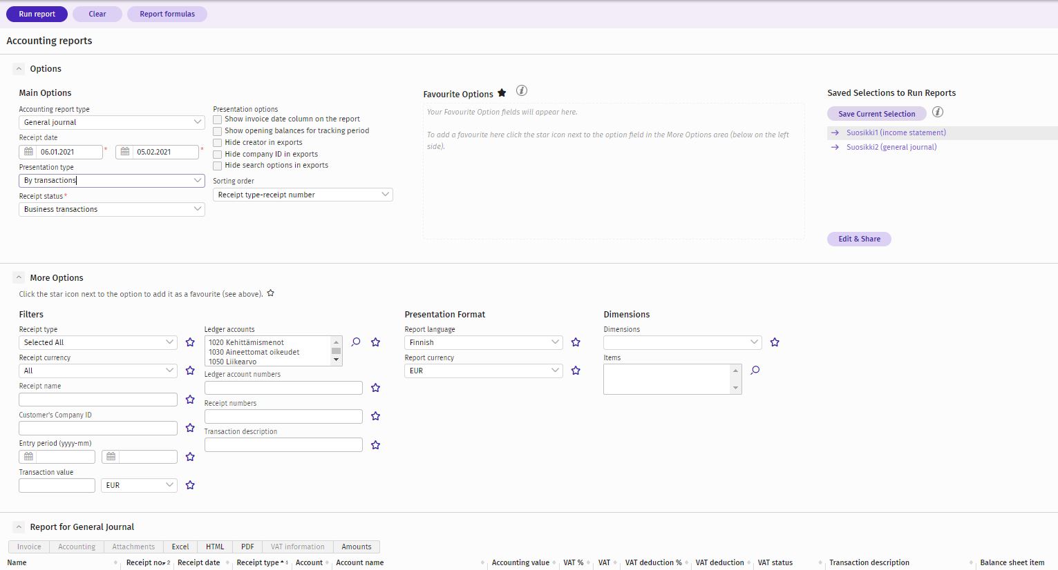 General journal – Procountor