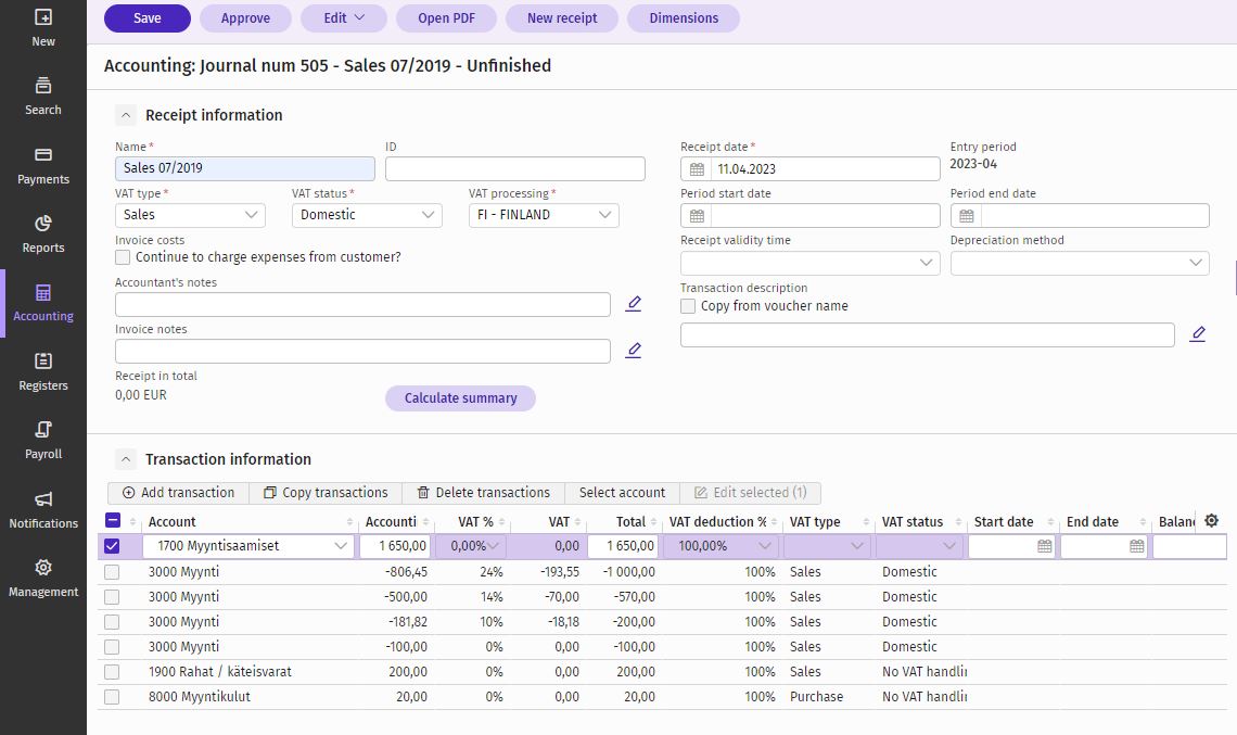 Procountor Solo: accountant's work steps – Procountor