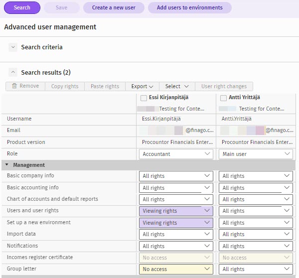 Advanced user management – Procountor
