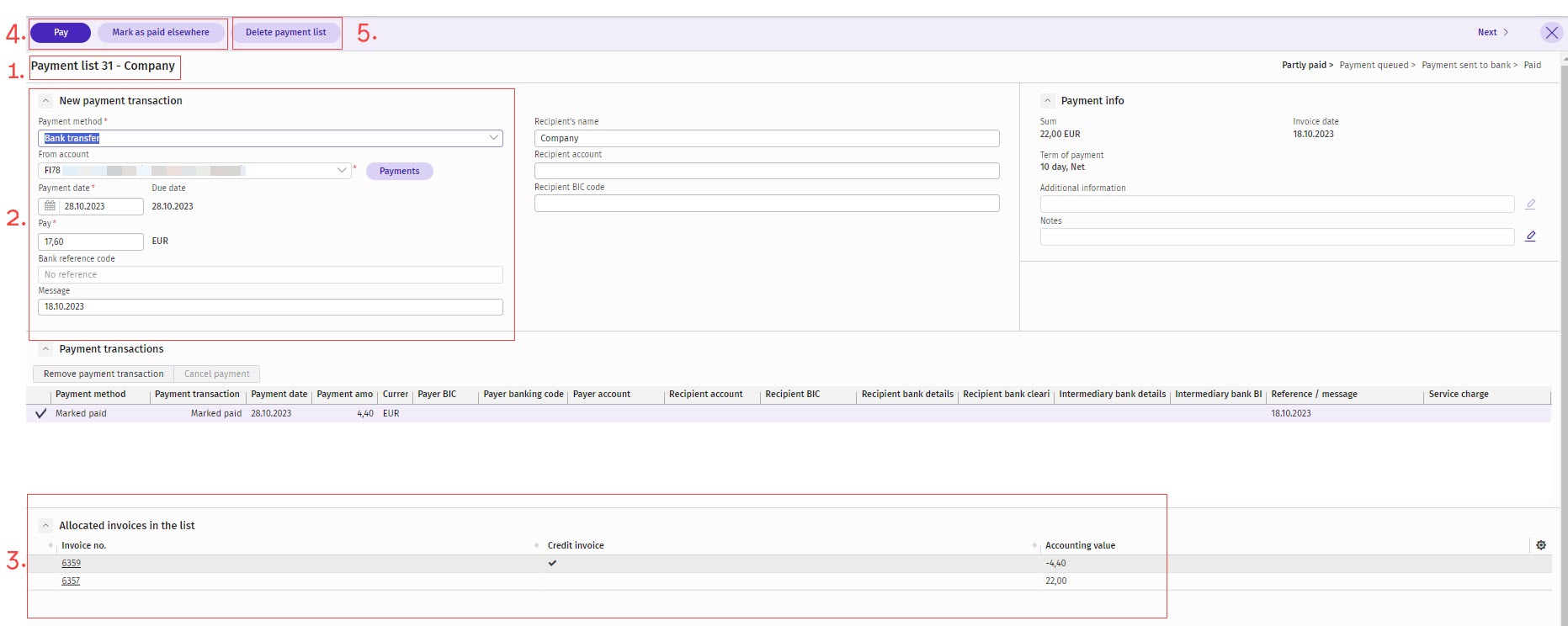 Credit invoice allocation – Procountor
