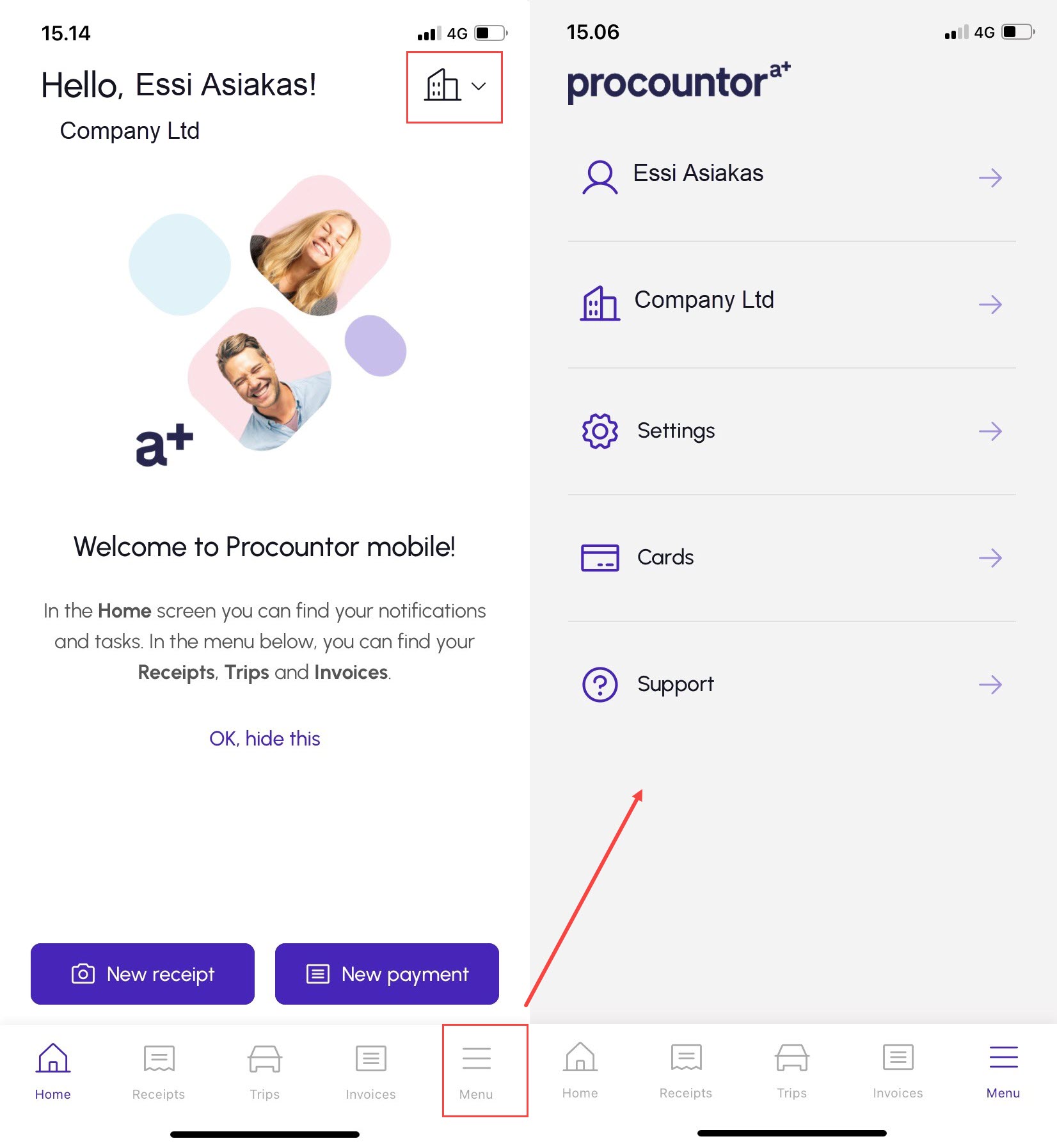Procountor mobile - features – Procountor