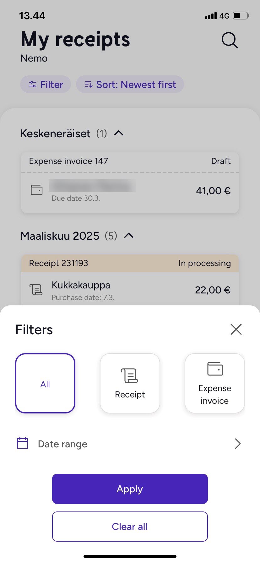 Procountor mobile - Filtering and editing invoices – Procountor