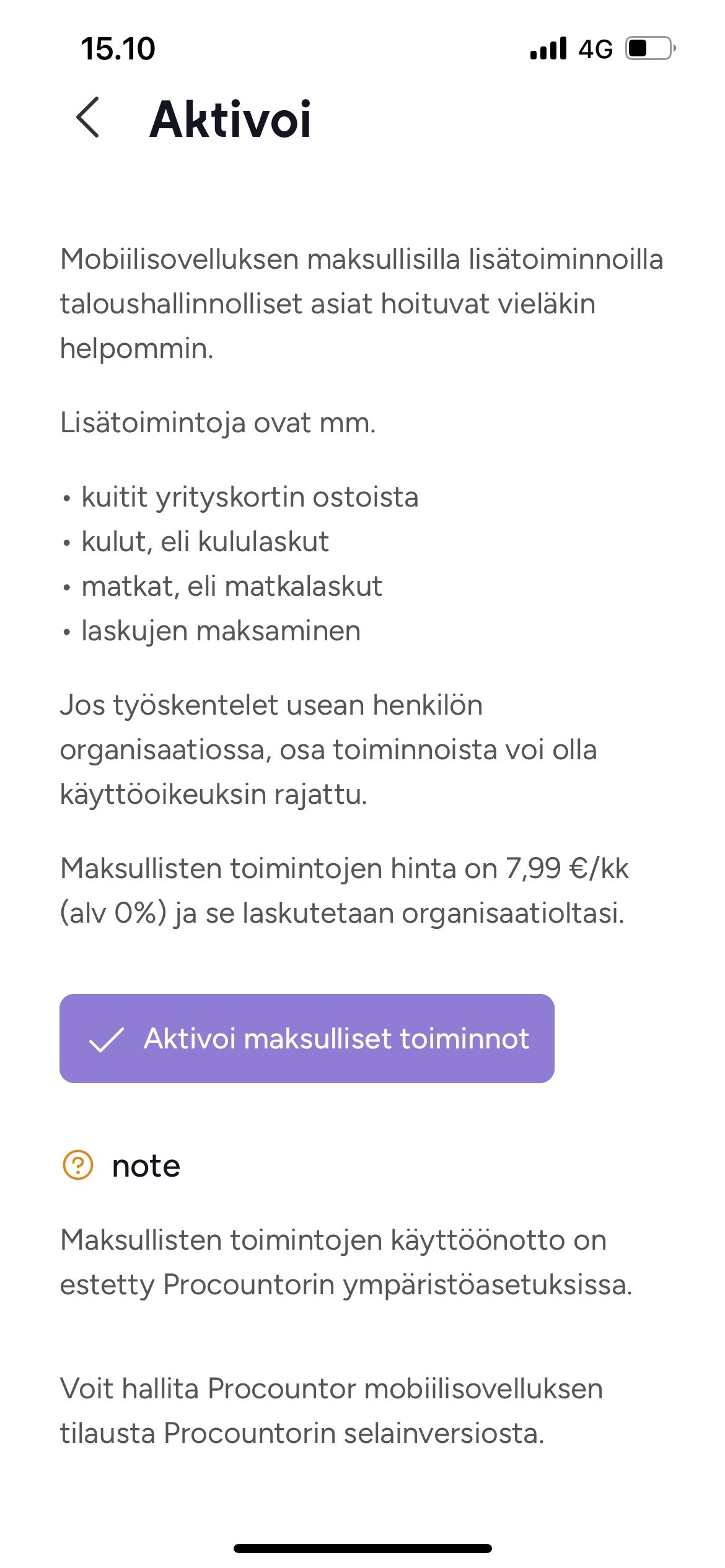 Procountor-mobiilisovellus – Procountor