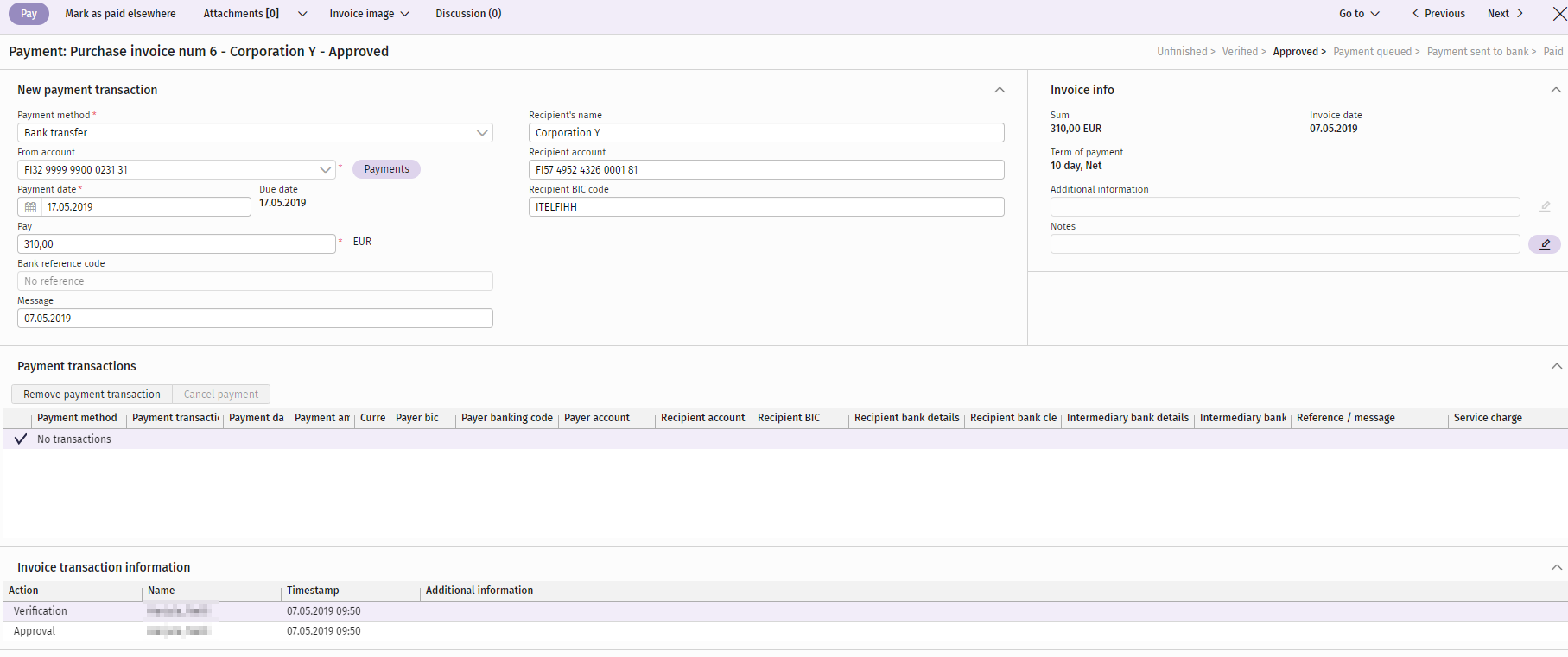 Payment – Procountor