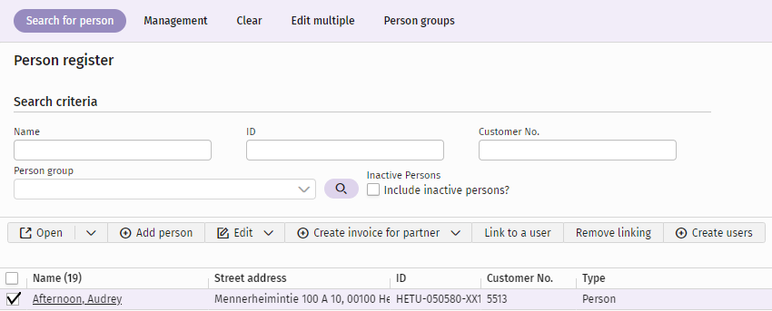 Setting up an employee: Person register – Procountor